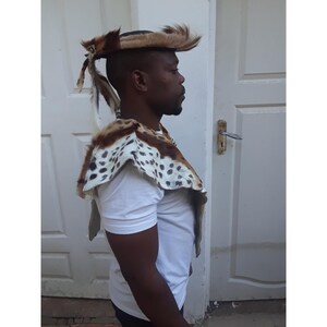2 Piece Real Cow Hide Zulu Vest Chest Guard, Masai Crown Prince ...