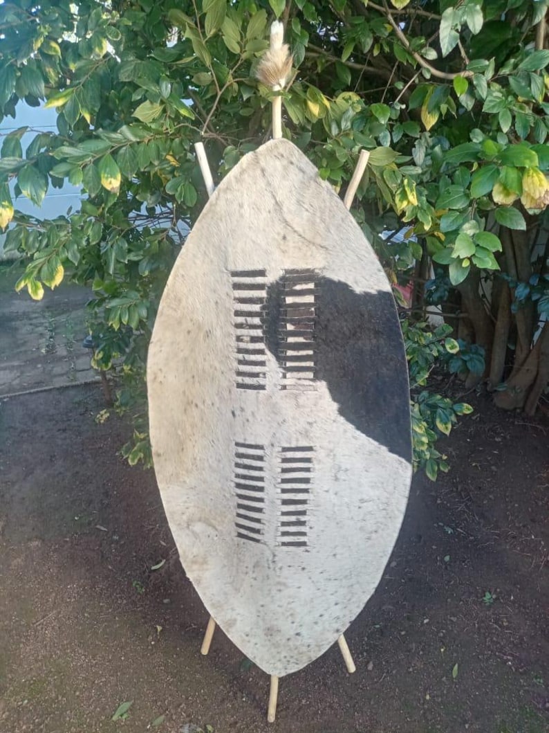 XXL 145cm Black and White Zulu Shield | Traditional African Warrior ...