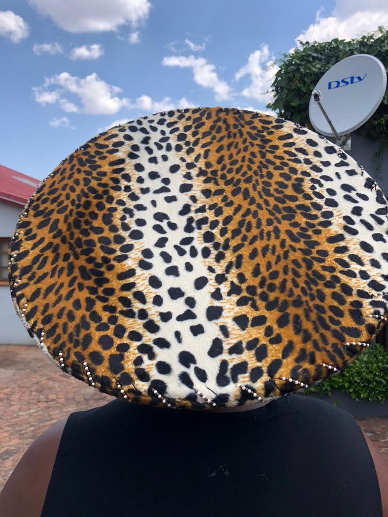 4 Piece Extra Large Leopard Zulu Hat Set With Isipango Warrior ...