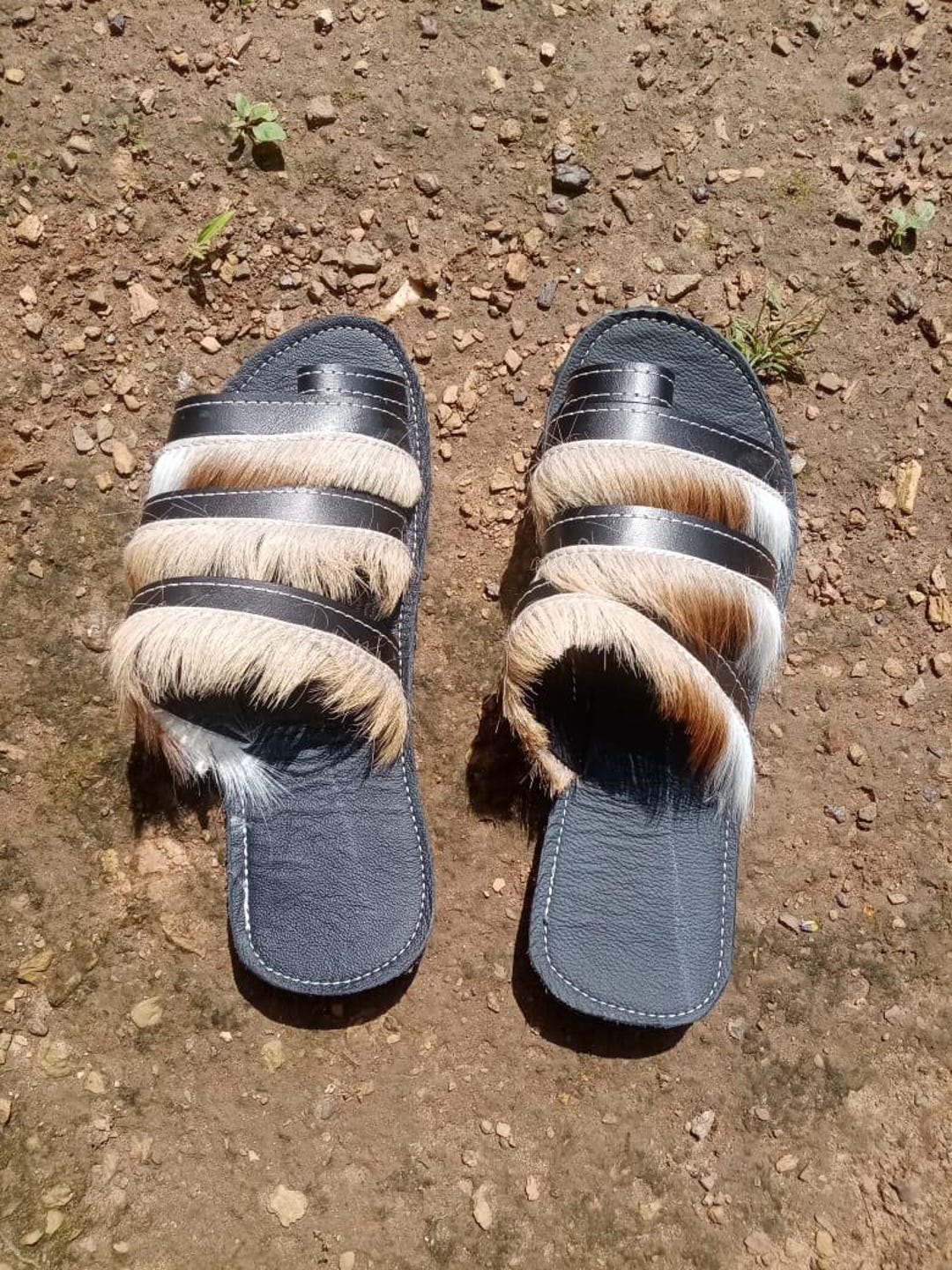 Black Authentic Zulu Imbadada Sandals Made From Genuine Springbok Hide ...