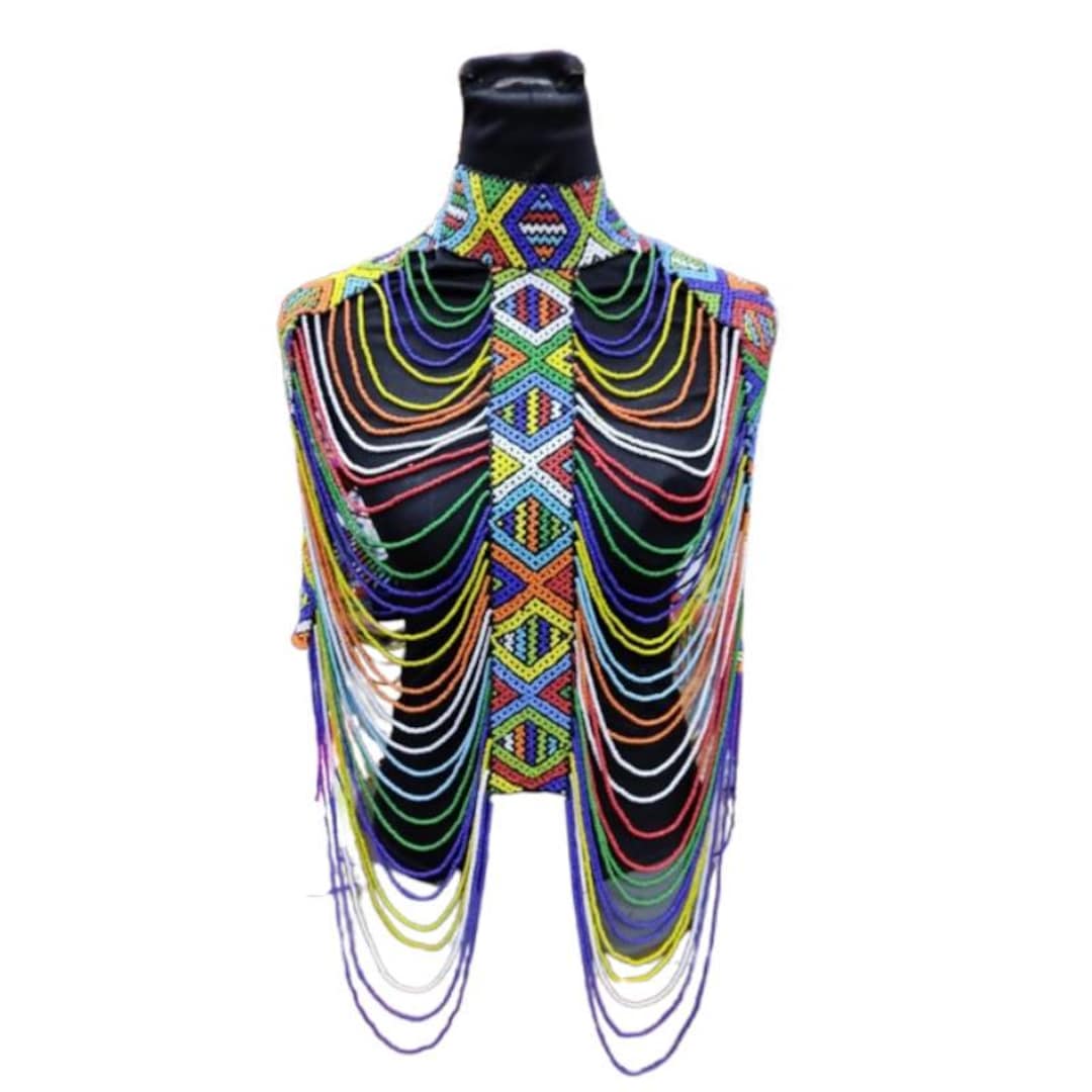 Colourful Zulu Full Beaded Vest |handmade Zulu Beadsl Zulu Beaded ...