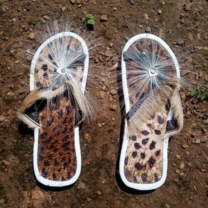 Leopard Print Authentic Zulu Imbadada Sandals Made From Springbok Hide ...
