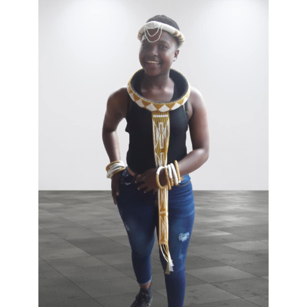 3 in 1 Gold and White Long Ndebele Wheel Beaded Necklace | Ndebele Neck ...