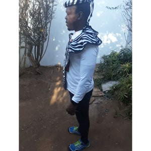 Black and White Zulu Mbata Umqhele Zulu Ceremony Wedding Attire for ...