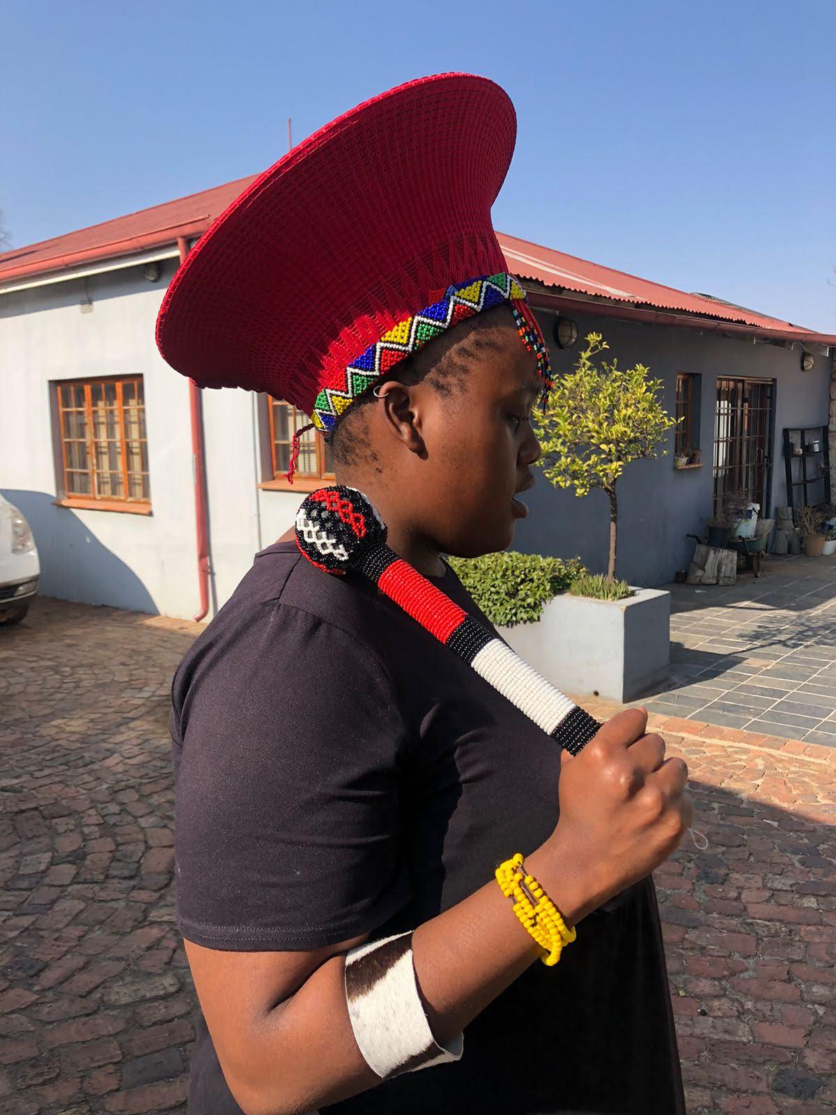 Large Red Zulu Hatl Large Zulu Hat | African Hat |isicholo | African ...