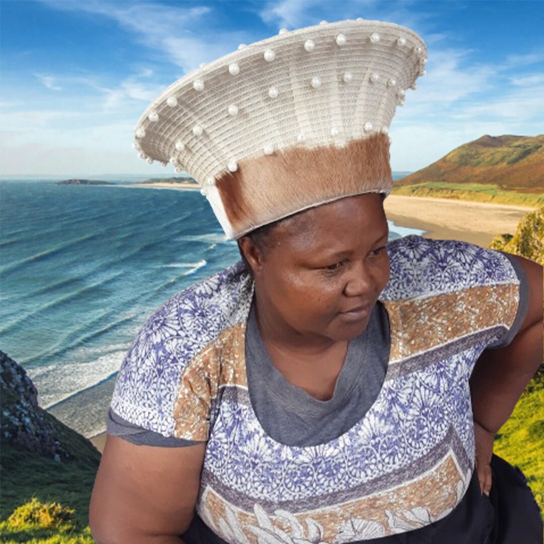 Real Springbok Skin Zulu Hat | Large Zulu Hat | African Hat | Isicholo ...