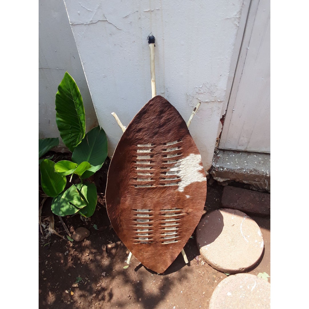 Brown African Zulu Warrior Traditional Cultural Shield Made of - Etsy