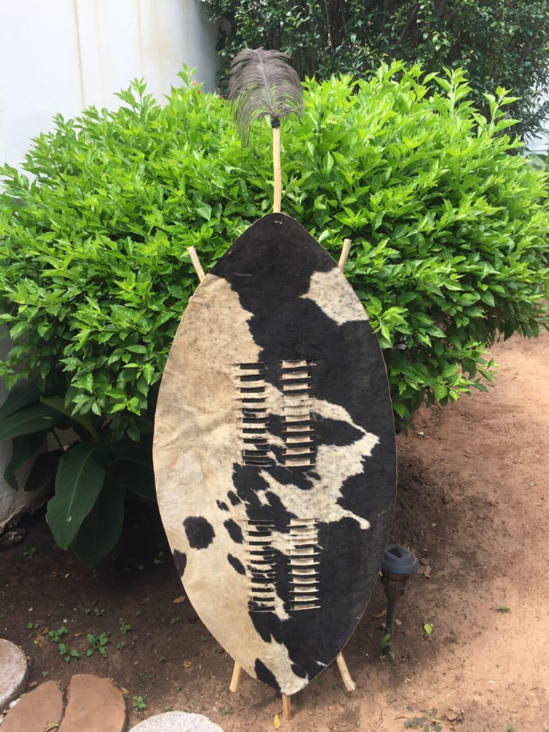 Extra Large Black and White Zulu Shield – 150cm Authentic Cowhide ...