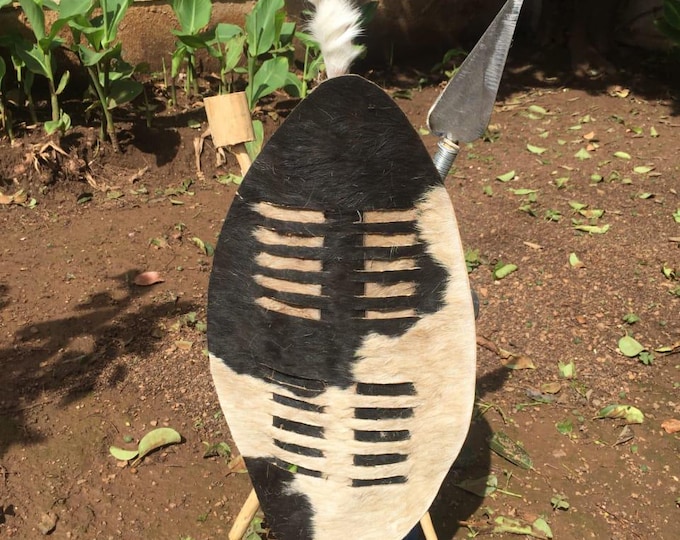 Zulu Warrior Shield and Spear Set – Authentic Cowhide African Decor ...