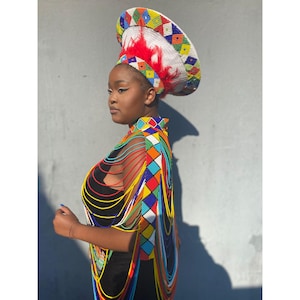 Large Zulu Hat | African Hat | Isicholo | African Bucket Hat | White ...