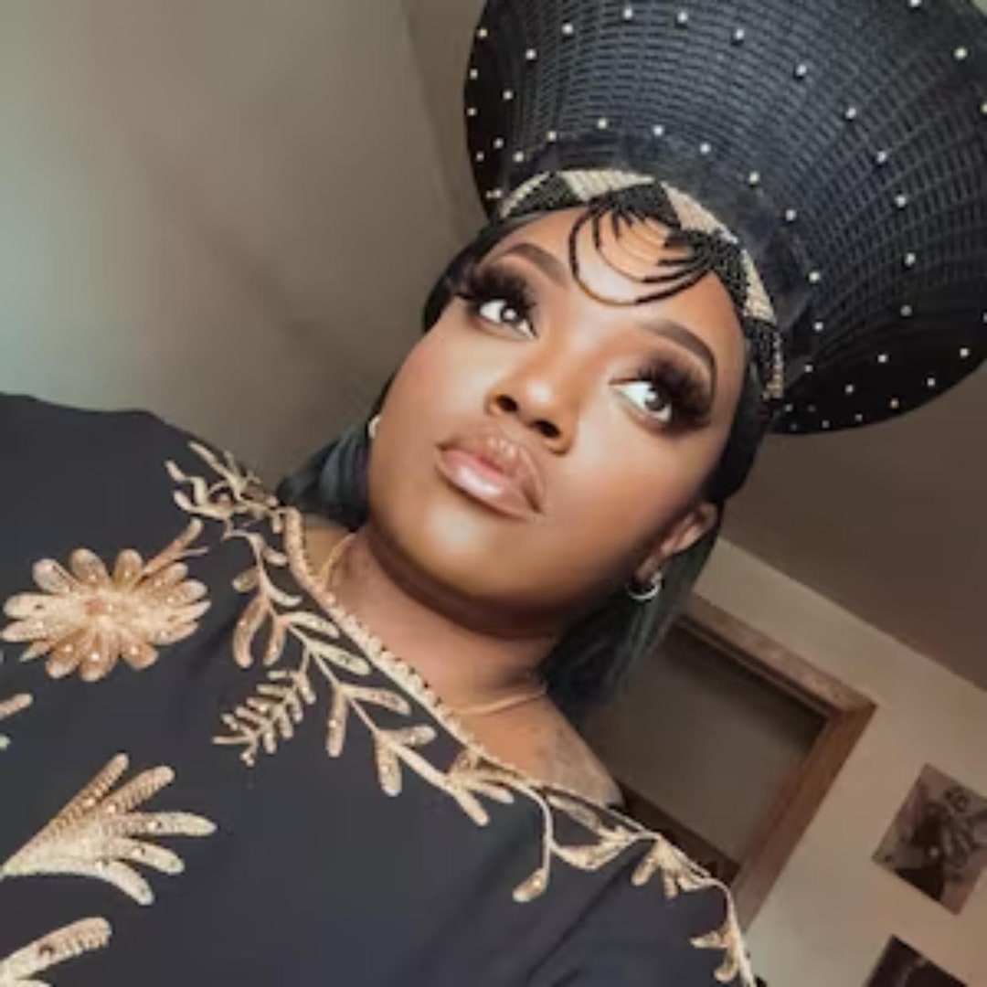 Large Black and Gold Zulu Hati Large Zulu Hat african Hat Isicholo ...