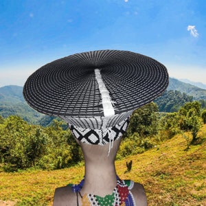 Black and White Large Zulu Hat | African Hat | Isicholo | African ...
