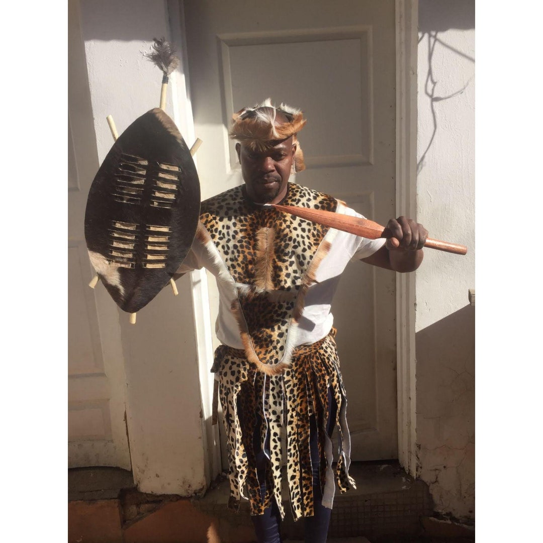 5 in 1 Ibheshu Zulu Warrior Umqhele Mbata Men's Traditional Regalia Set ...