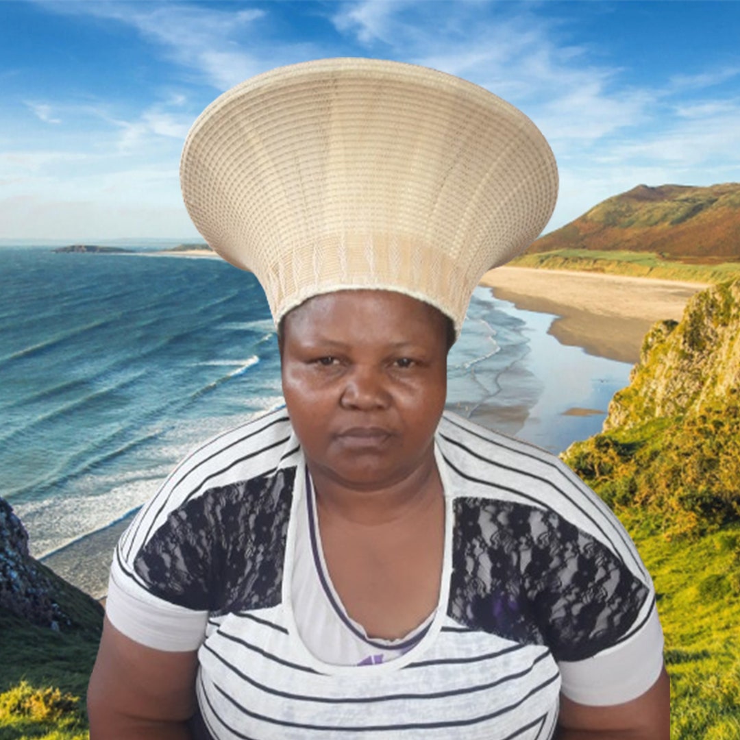 Cream White Zulu Hat | African Hat | Isicholo | African Bucket Hat ...