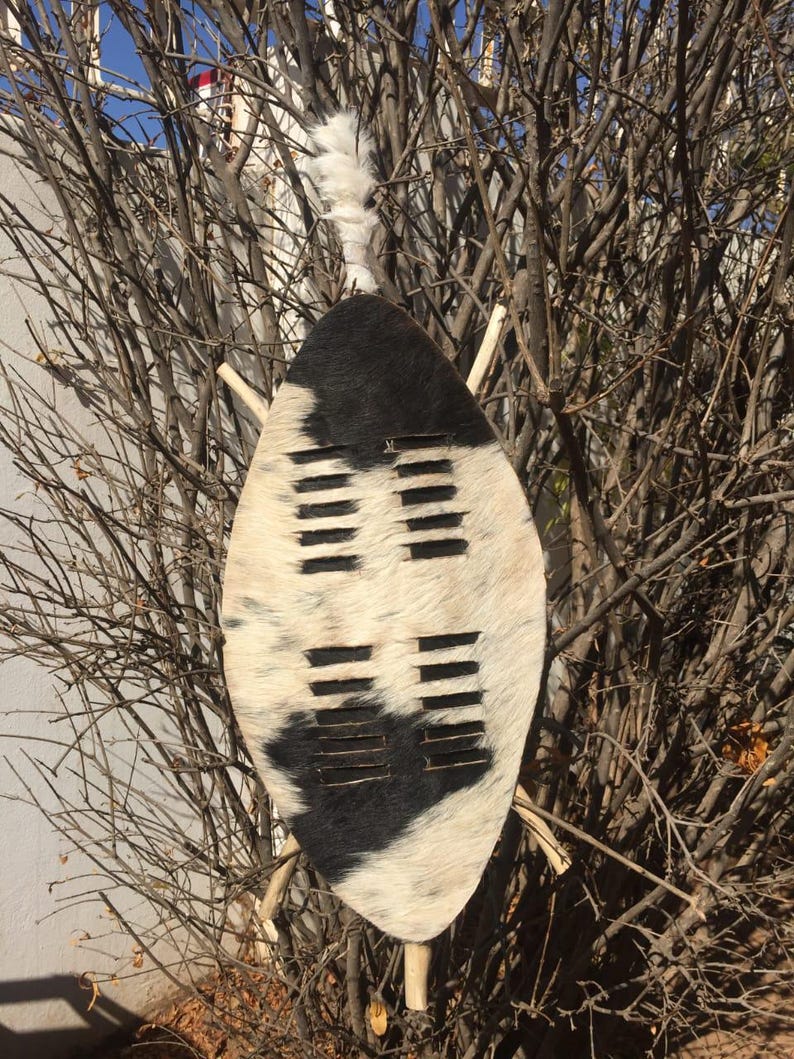 Real Cowskin 70cm Black & White Zulu Warrior Shield (ihawu ...