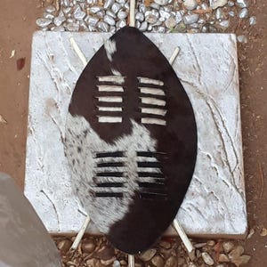 Medium-sized White and Brown Zulu Shield – 70cm Authentic African ...