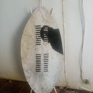 XXL 145cm Black and White Zulu Shield | Traditional African Warrior ...
