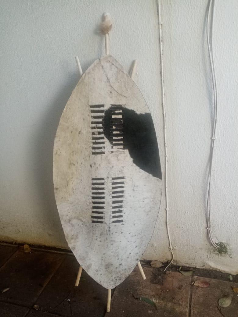 XXL 145cm Black and White Zulu Shield | Traditional African Warrior ...
