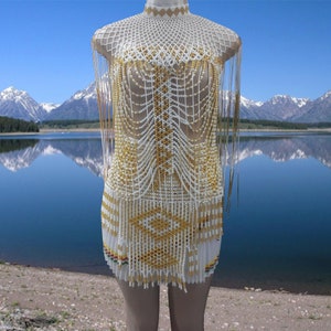 4 in 1 Gold and White Zulu Full Beaded Vest |handmade Zulu Beadsl Zulu ...