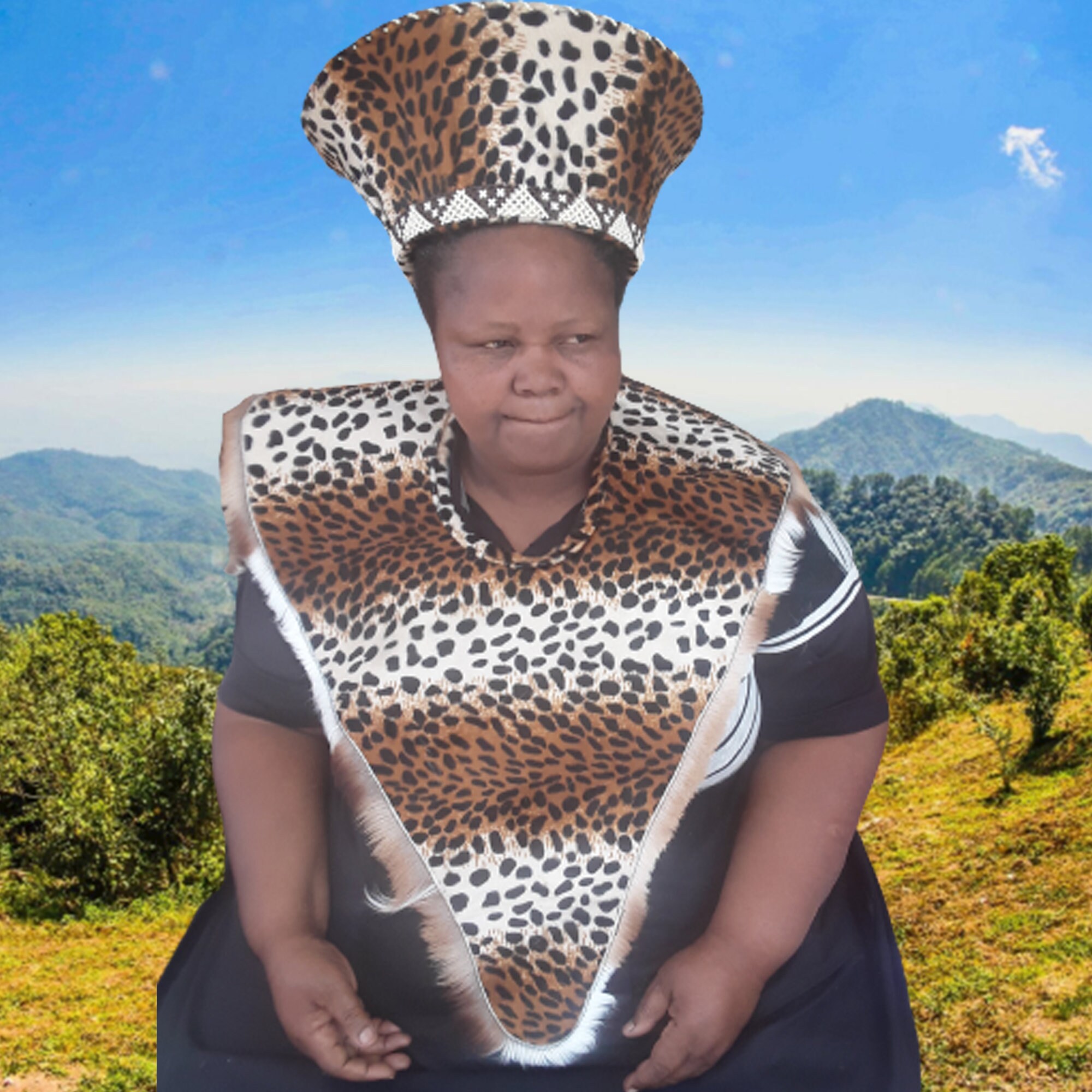 2 in 1 Handmade Leopard Print African Zulu Beaded Zulu Hat Isicholo ...