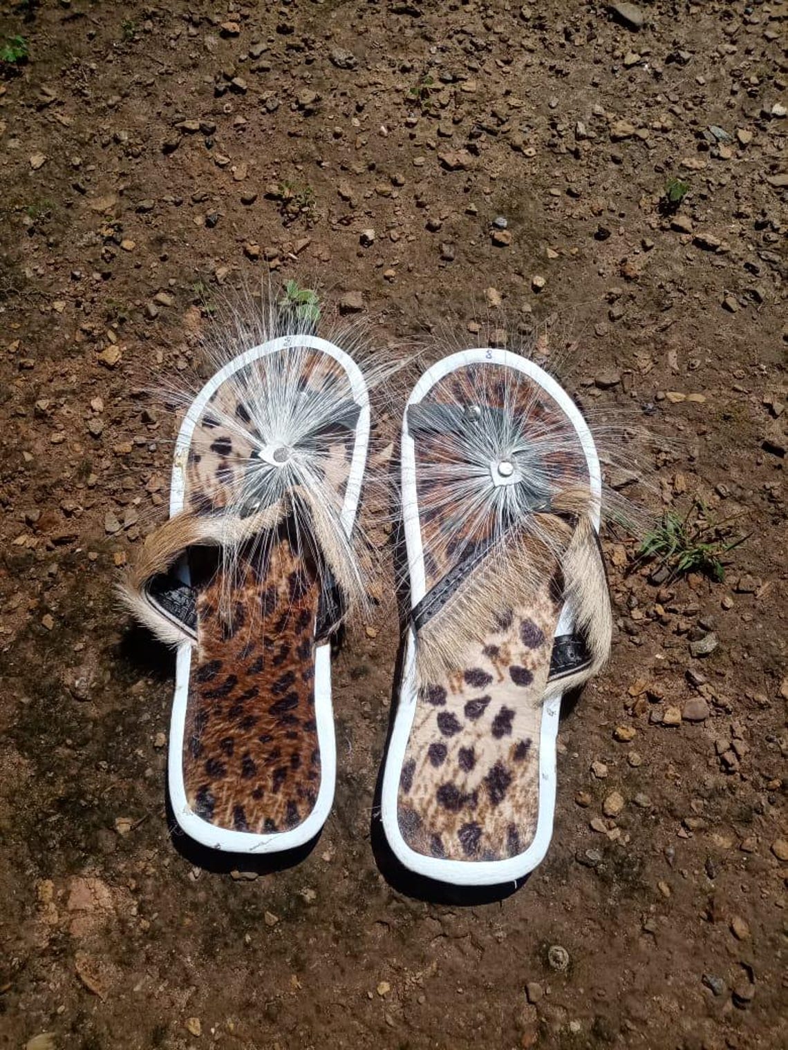 Leopard Print Authentic Zulu Imbadada Sandals Made From Springbok Hide ...