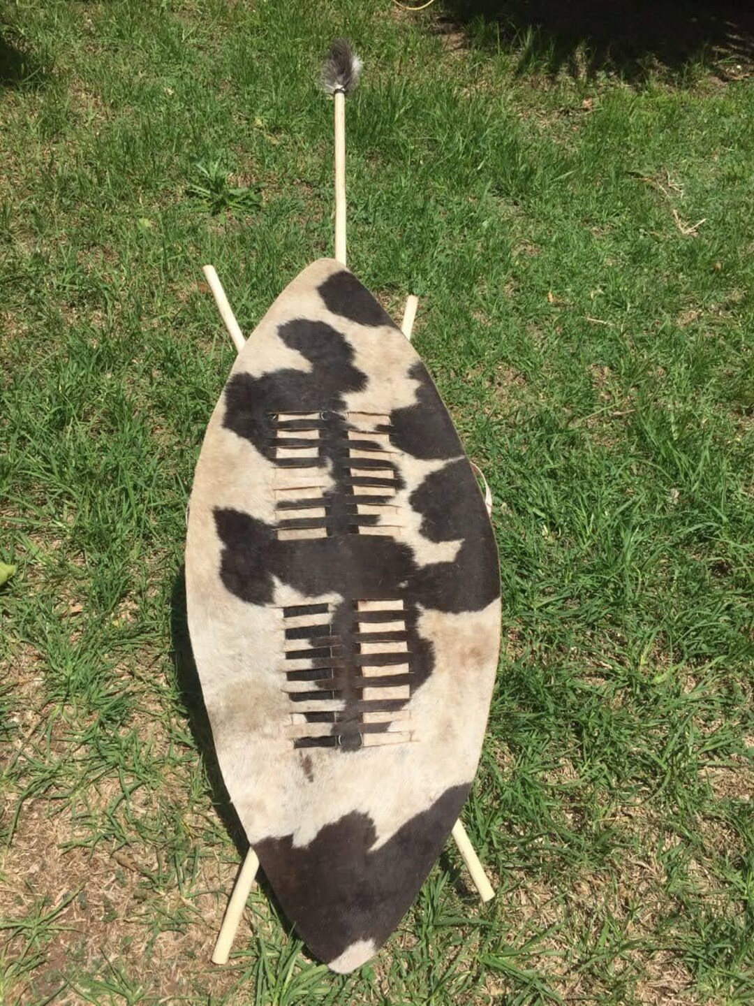 Authentic Black and White Zulu Shield Isihlangu– 92cm Tall, Handcrafted ...