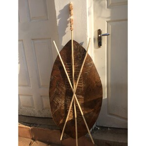 XXL Black and White Zulu Shield 145cm Tall Authentic Cowhide & Wooden ...