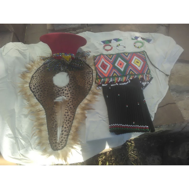 6-in-1 Zulu Traditional Set – Isipango Chest Guard, Beaded Necklace ...