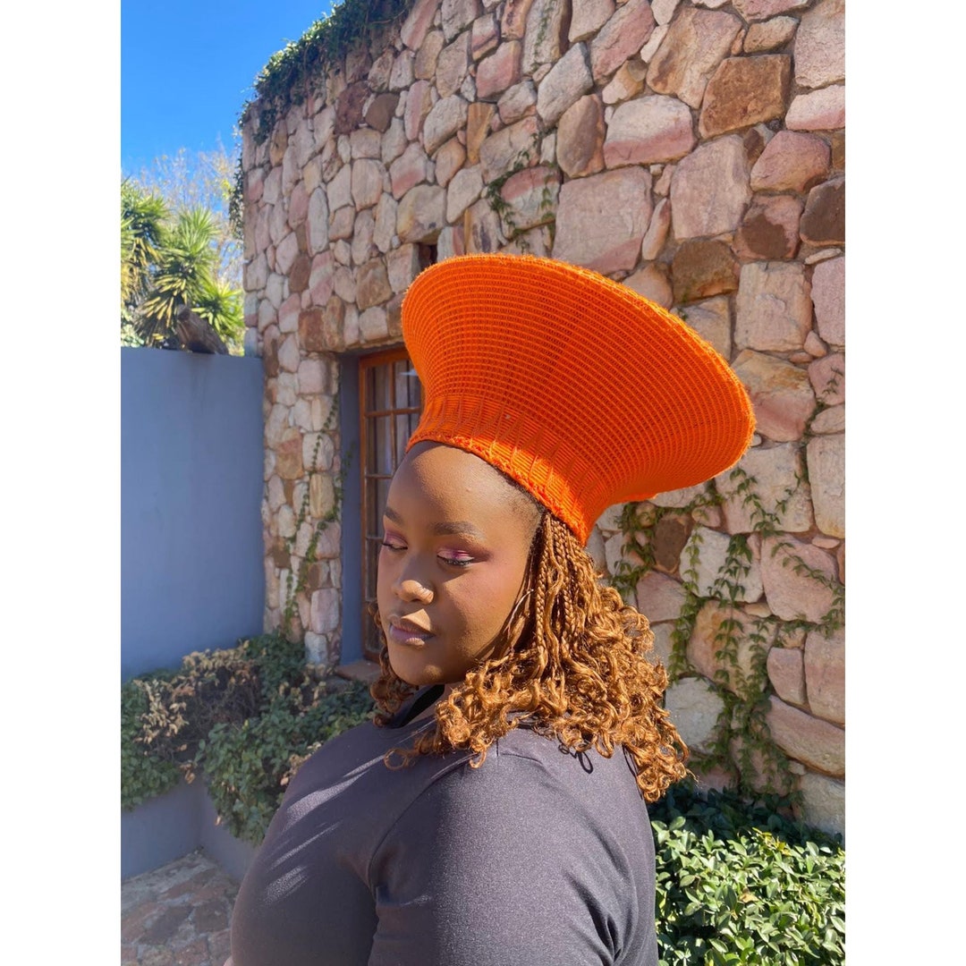 Orange or Yellow Zulu Hati Large Zulu Hat | African Hat | Isicholo ...
