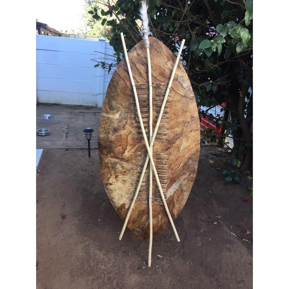 XXL 145cm Black and White Zulu Shield | Traditional African Warrior ...