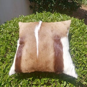 Handmade Springbok Stuffed Leather Cushion | Decorative Throw Pillow ...