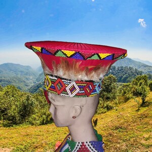 Large Red Zulu Hatl Large Zulu Hat | African Hat |isicholo | African ...