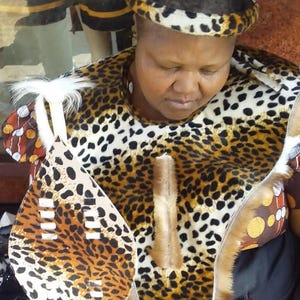 3 Piece Faux Leopard Print Zulu Headband, Mbata Chestguard, and Leopard ...