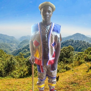 Traditional Umblaselo Zulu Set – Pants, Jacket, Leopard Print Shirt ...