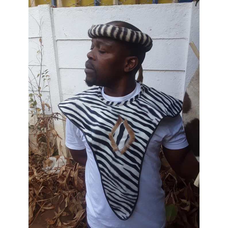 White and Black Zulu Umqhele Mbata Shaka Zulu Ceremony Wedding Attire ...