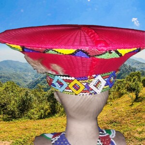 Large Red Zulu Hatl Large Zulu Hat | African Hat |isicholo | African ...