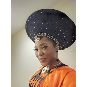 Large Black and Gold Zulu Hati Large Zulu Hat |african Hat| Isicholo ...
