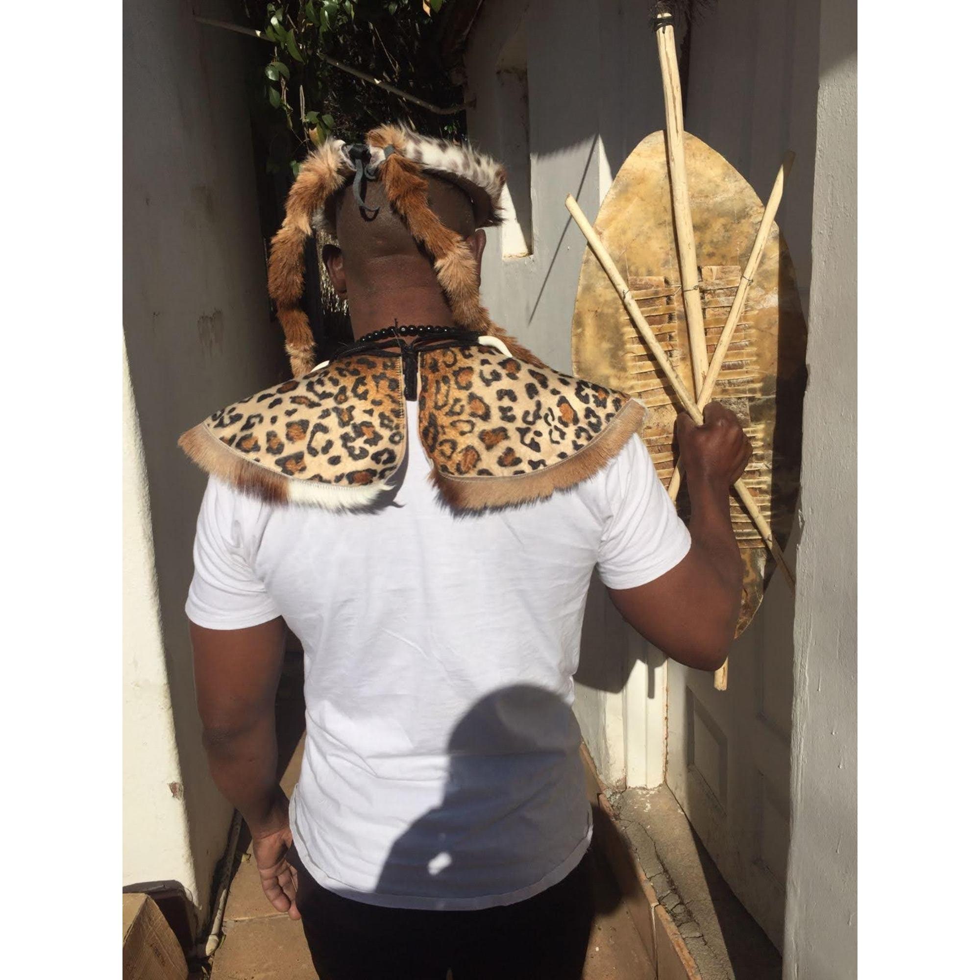 4 in 1 Zulu African Traditional Cultural Shield, African Warrior Hat ...