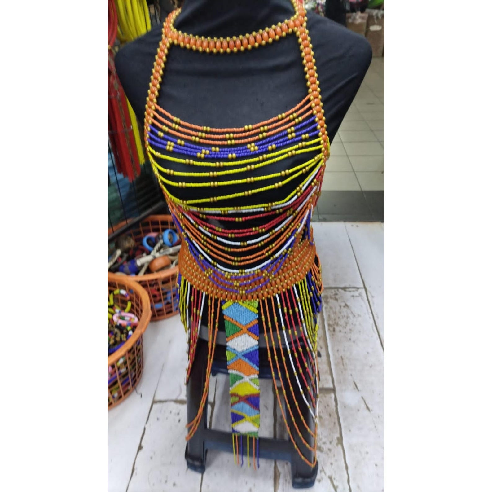Colourful Zulu Full Beaded Vest and Skirt – One-piece Handmade African ...