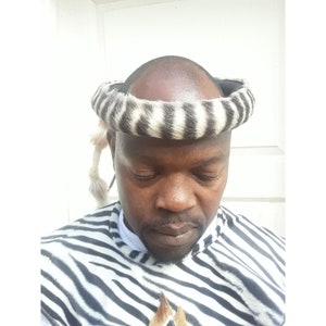 White and Black Zulu Umqhele Mbata Shaka Zulu Ceremony Wedding Attire ...