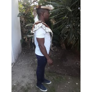 2 Piece Real Cow Hide Zulu Vest Chest Guard, Masai Crown Prince ...