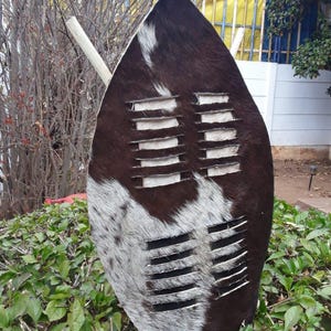 Medium-sized White and Brown Zulu Shield – 70cm Authentic African ...