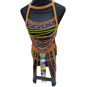 Colourful Zulu Full Beaded Vest and Skirt – One-piece Handmade African ...