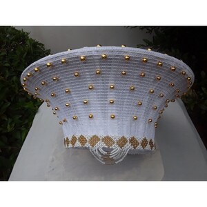 Large White and Gold Zulu Hati Large Zulu Hat |african Hat| Isicholo ...