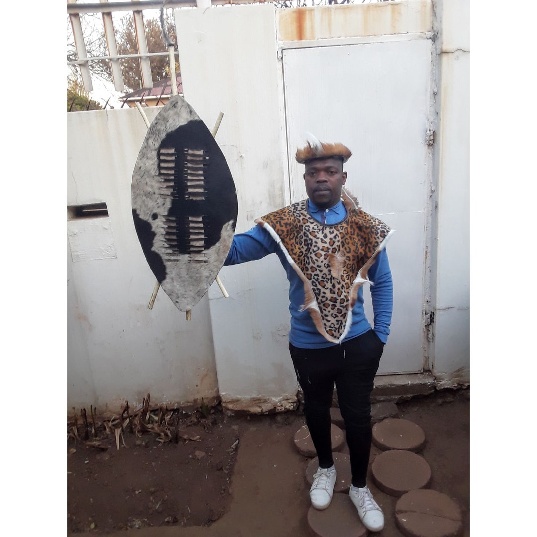 3 in 1 Zulu African Traditional Cultural Shield, African Warrior Hat ...