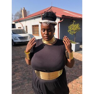 5 in 1 Ndebele Idizila Choker, Bangles, Belt, Beaded Headband & Faux ...