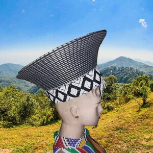 Black and White Large Zulu Hat | African Hat | Isicholo | African ...