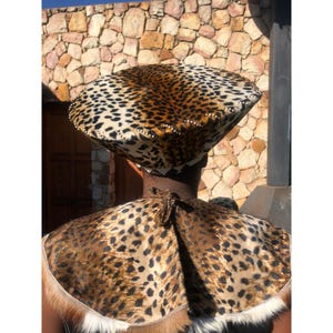 Leopard Print Zulu Isicholo Hat, Beaded Chestguard & 90cm Knobkerrie ...
