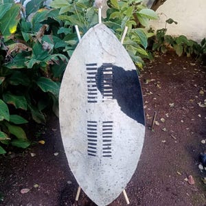 XXL 145cm Black and White Zulu Shield | Traditional African Warrior ...