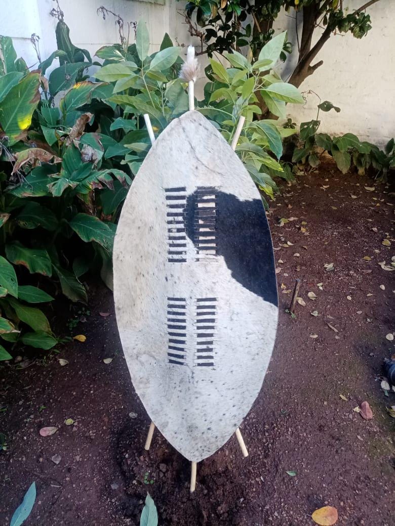 XXL 145cm Black and White Zulu Shield | Traditional African Warrior ...